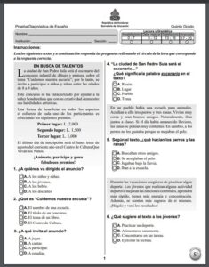 Prueba Diagnóstica Español Quinto Grado 📖 Libros Honduras
